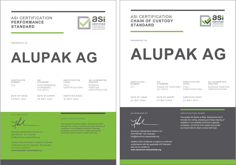 ASI certifies alupak AG against Performance Standard and Chain of ...