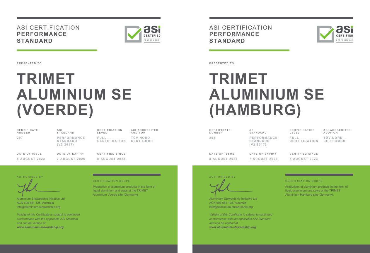 ASI certifies TRIMET Aluminium SE against Performance Standard ...