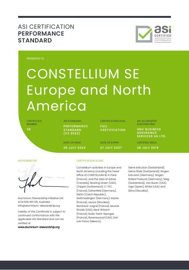 ASI recertifies Constellium against ASI Performance Standard V3 ...
