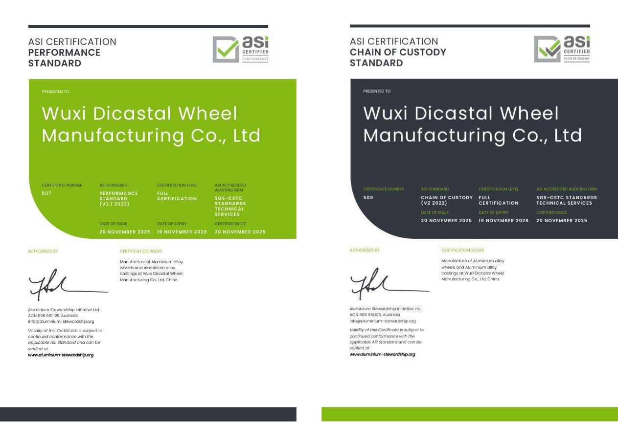 ASI certifies Wuxi Dicastal Wheel Manufacturing Co., Ltd against ...